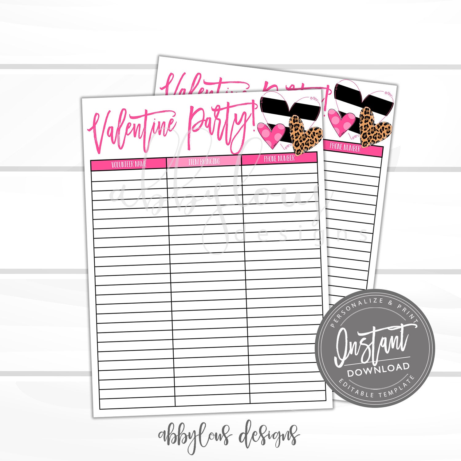 EDITABLE Teacher Volunteer Printable PTO/PTA Sign up Sheet | Etsy