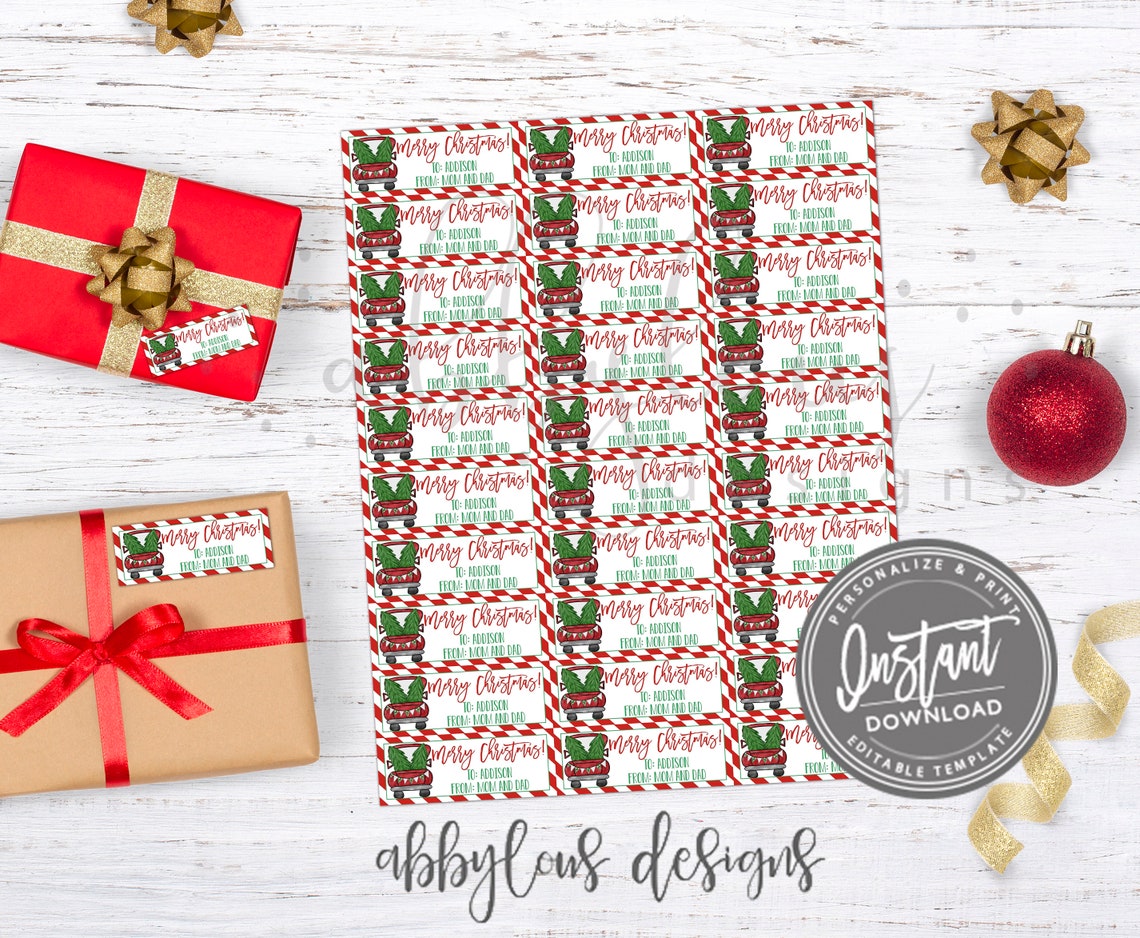 EDITABLE Gift Label Printable Christmas Gift Labels Editable | Etsy