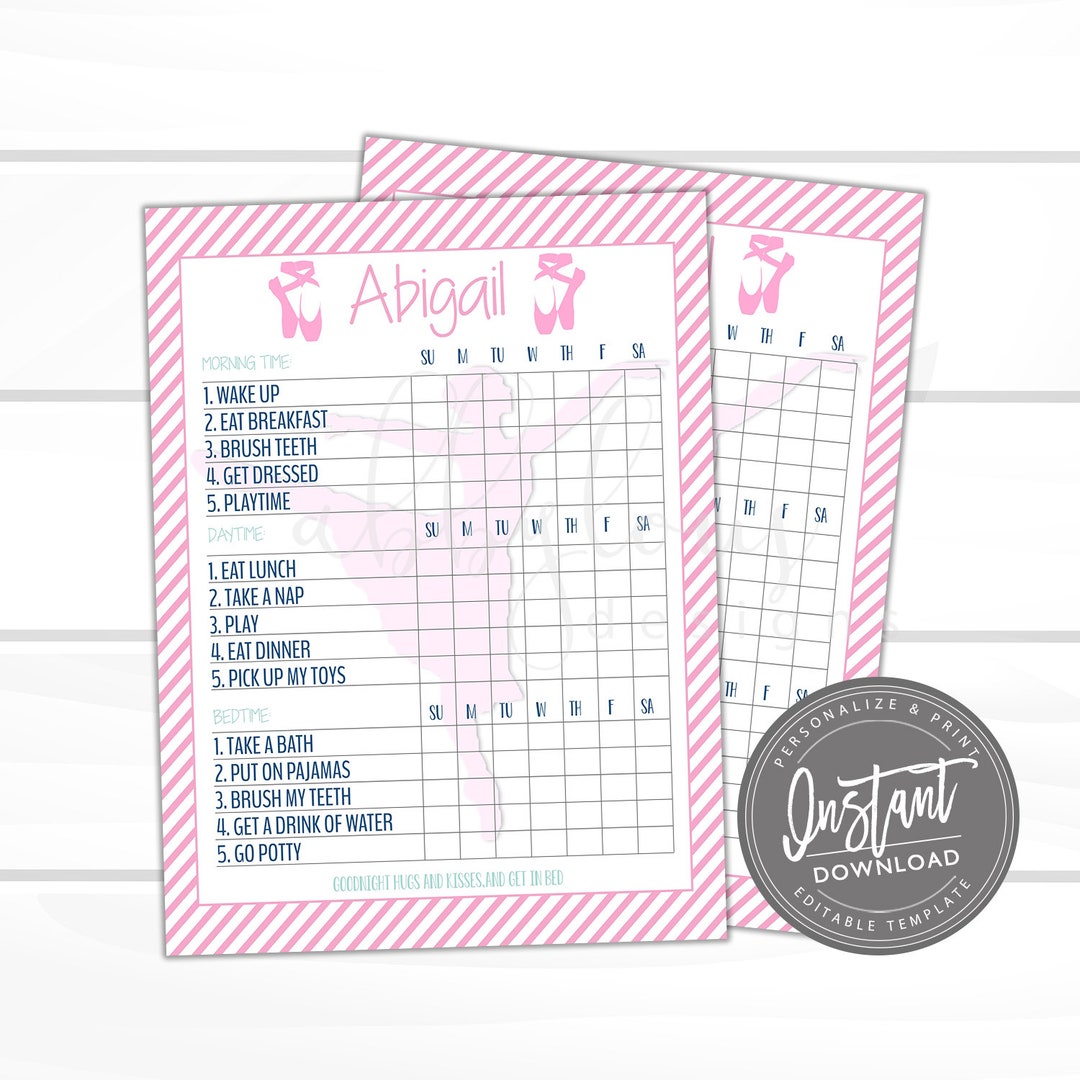 EDITABLE Chore Chart Printable, Kids Daily Check List, Editable Chore ...