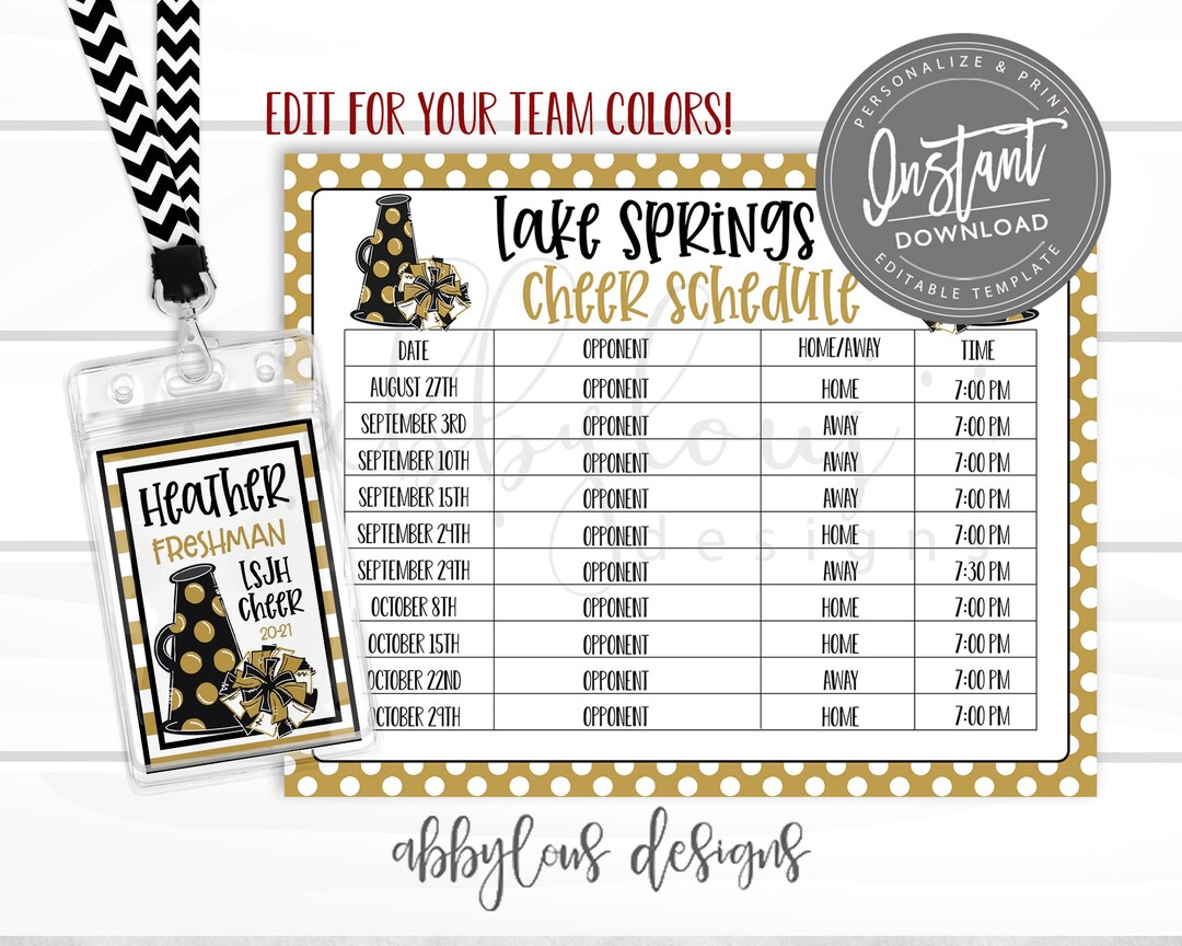 EDITABLE Cheer/dance Schedule Printable, Practice Schedule, Cheer/dance ...