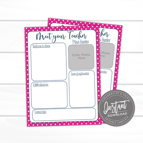 Editable Meet the Teacher Template Welcome Back to School - Etsy
