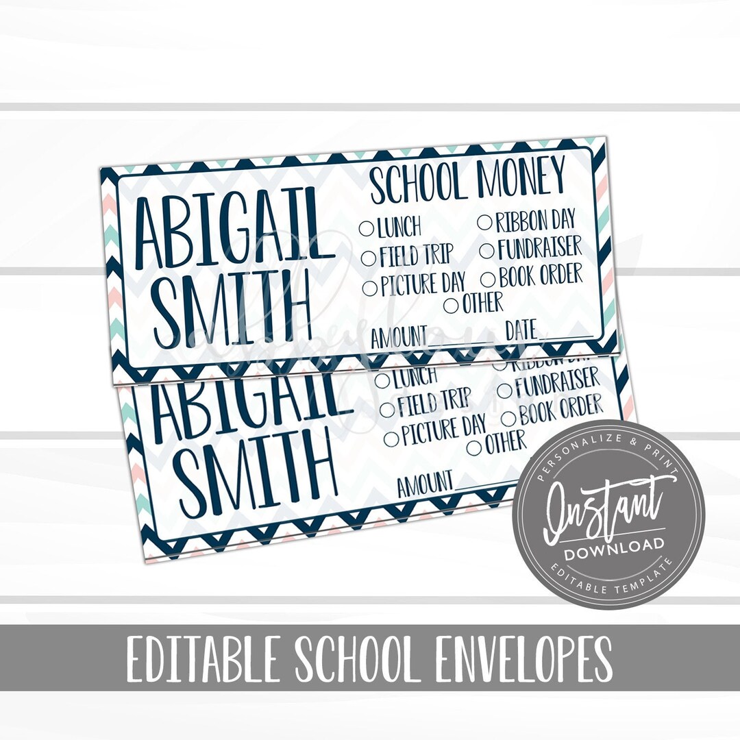 EDITABLE School Envelopes, Lunch Money, School Envelopes, Fundraiser ...