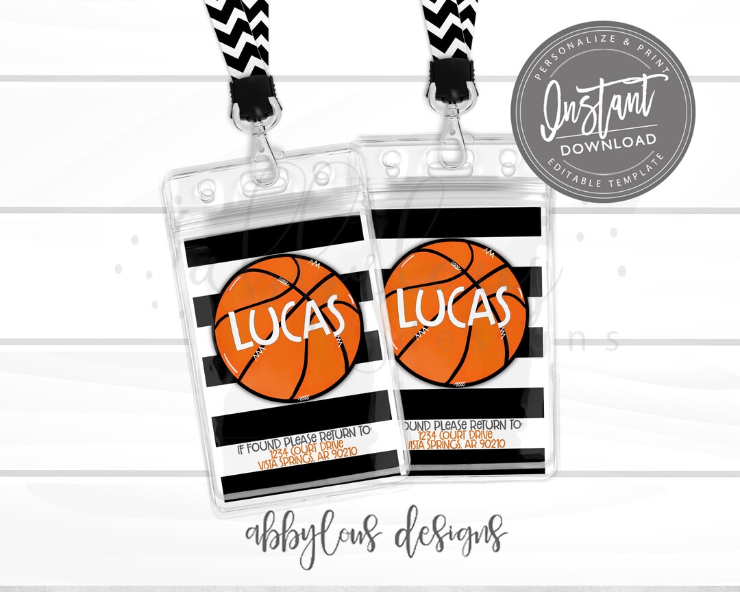 Personalized Bag Tag, EDITABLE Basketball Luggage Tags, Printable ...