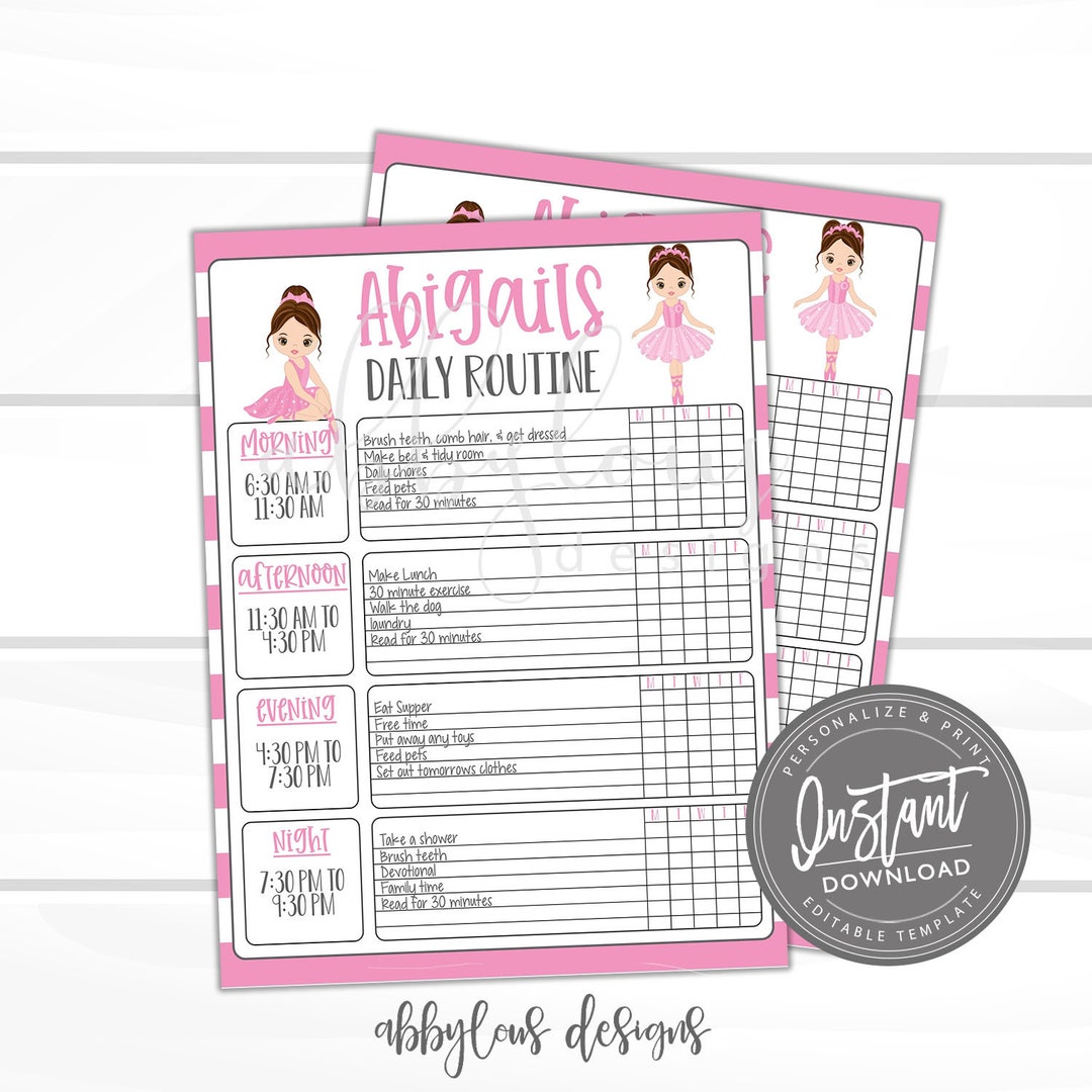 EDITABLE Daily Routine Schedule Printable, Daily Schedule, Daily ...