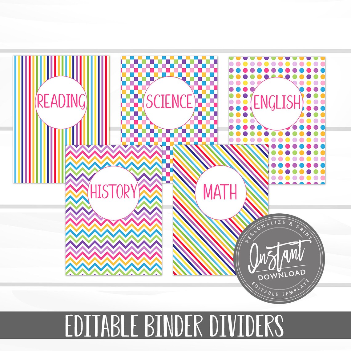 EDITABLE Binder Dividers Rainbow Binder Dividers Back to | Etsy