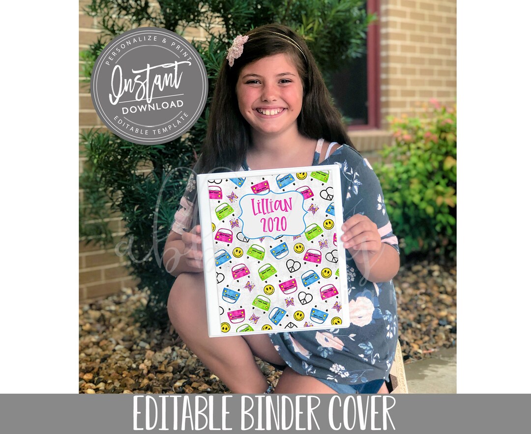 EDITABLE Binder Cover, Retro Binder Cover, Back to School, School ...