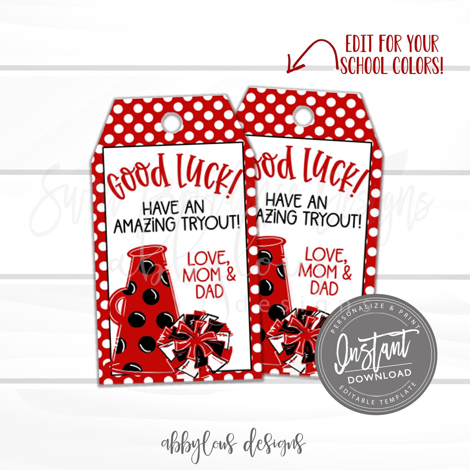 EDITABLE Cheer Good Luck Tags Printable Cheer Team Favor - Etsy Israel