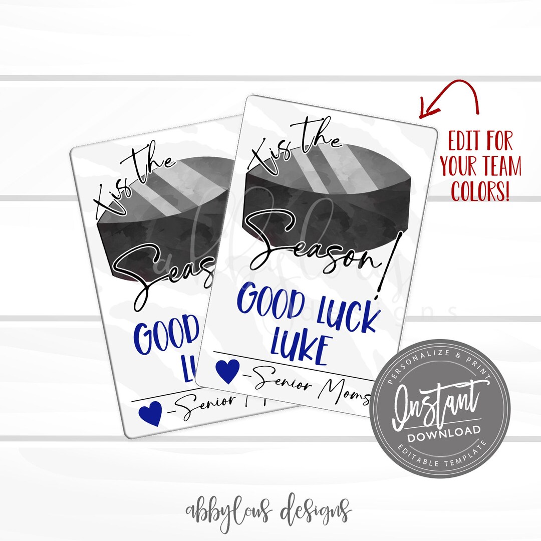 EDITABLE Hockey Good Luck Tags, Printable Hockey Team Tags ...