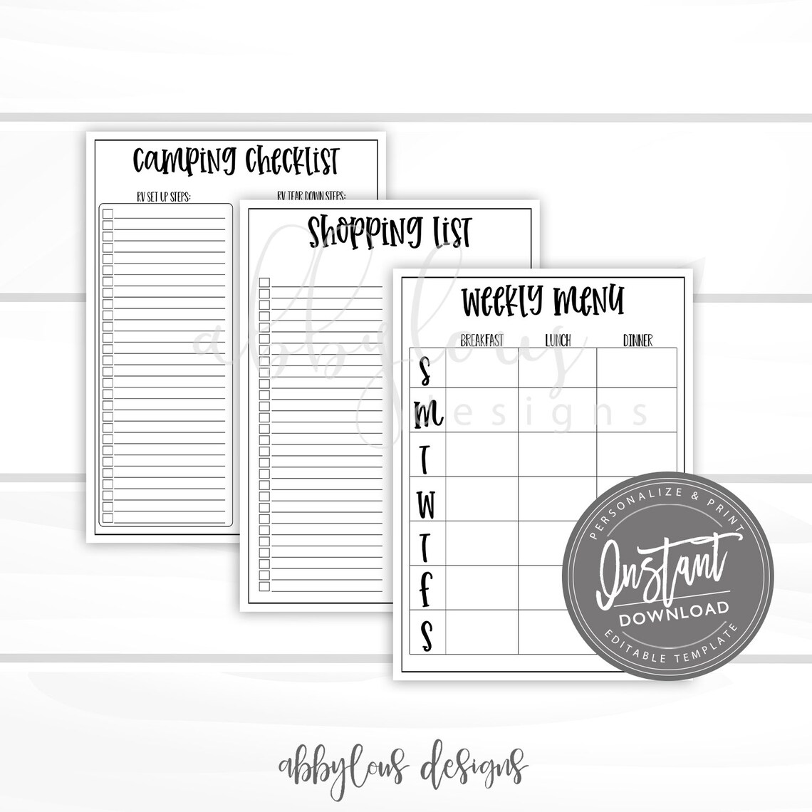 EDITABLE Camper Planner Printable, RV Planner, Camping Checklists, Full ...