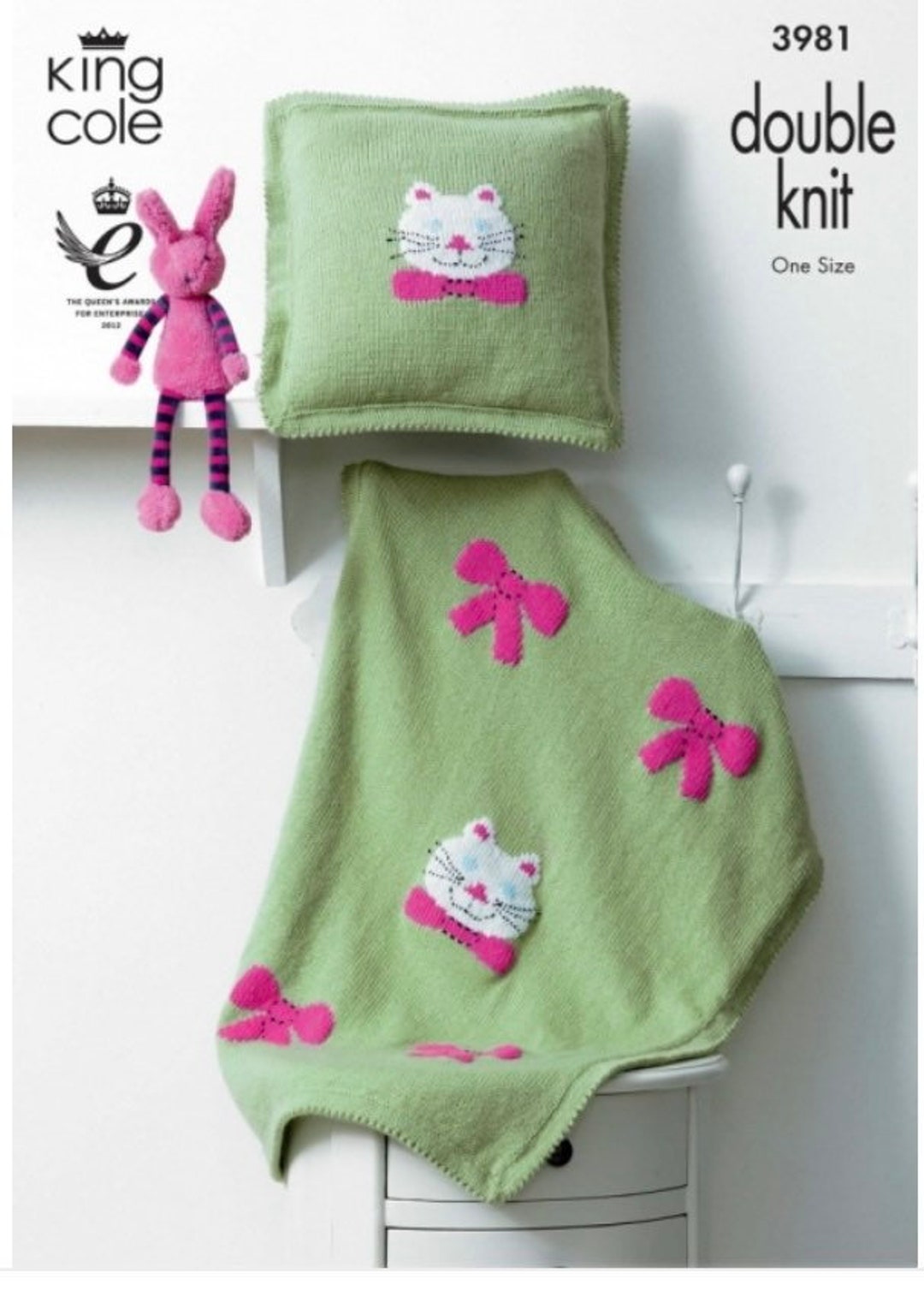 Knitting Pattern King Cole DK 3981 Blanket Cushion - Etsy
