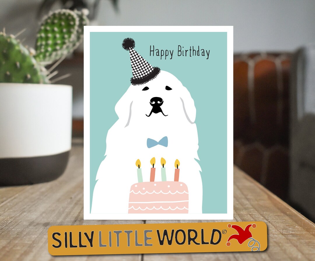 Humorous Great Pyrenees Happy Birthday Greeting Card: Blank Notecard ...