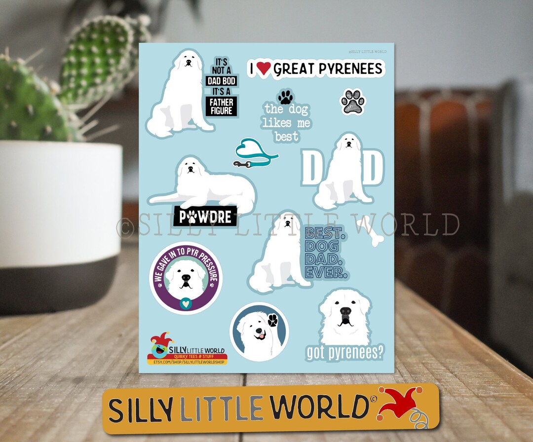 Great Pyrenees Sticker Set, Dog Sticker Sheet, Dog Dad Sticker Set, Pet ...