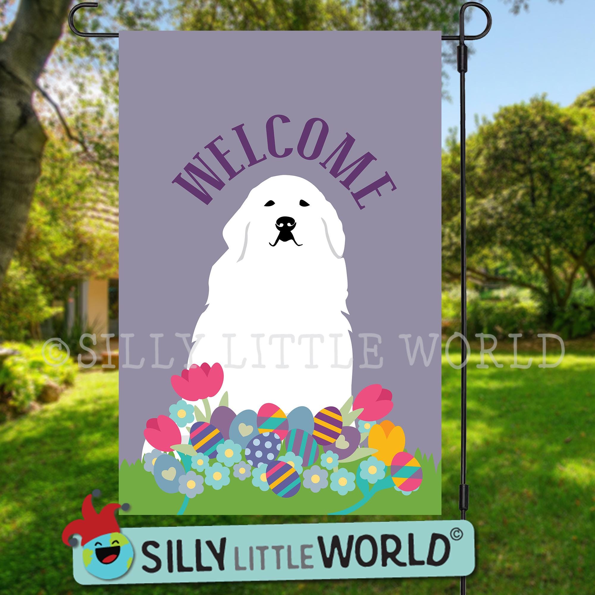 Great Pyrenees Flag, Spring Porch Sign, Dog Garden Ornaments, Yard ...