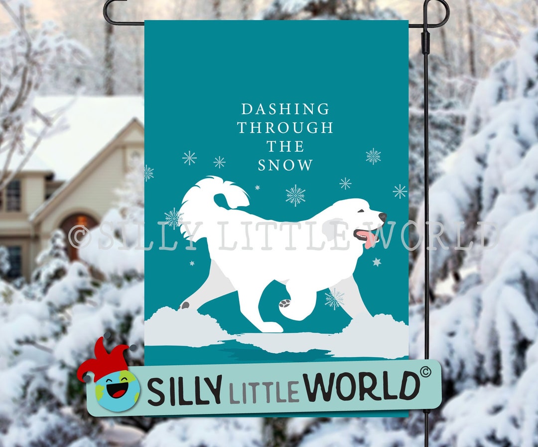 Dashing Through the Snow Great Pyrenees Flag, Dog Yard Flag, Dog Garden ...
