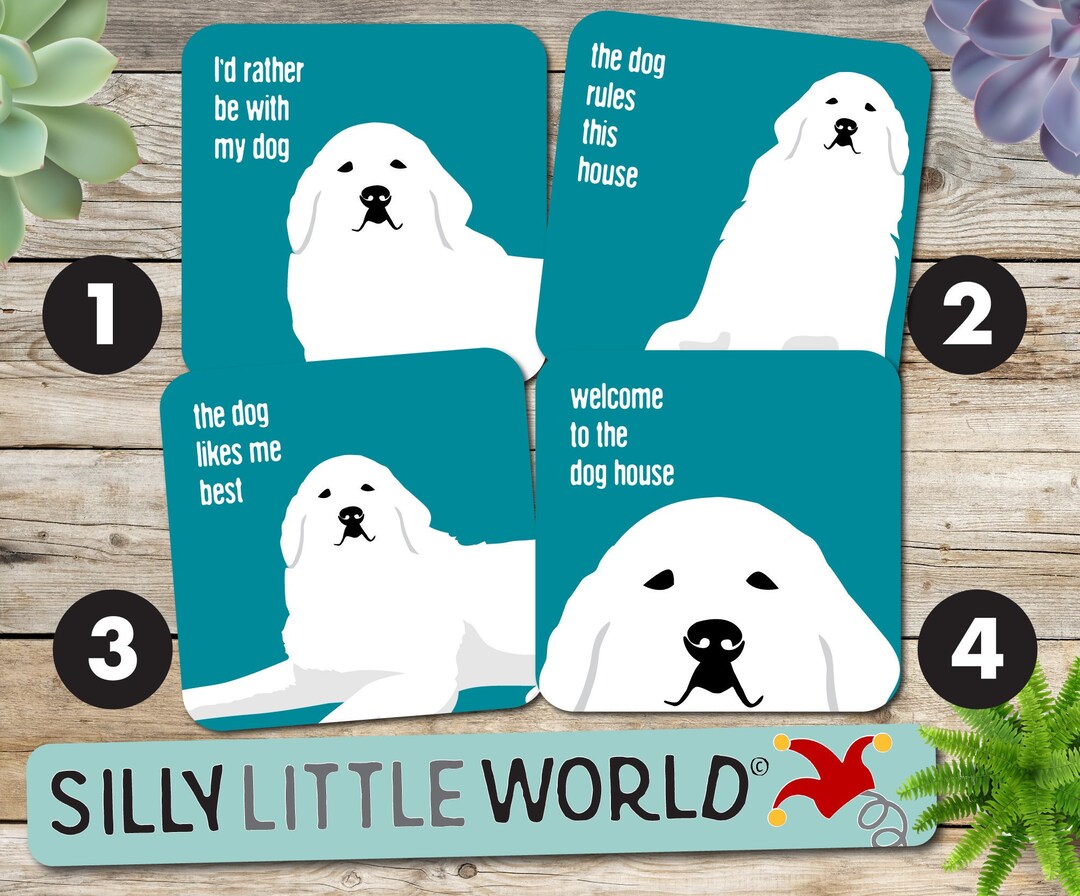 Great Pyrenees Coaster Set, Dog Lover Gift, for Dog Mom, for Dog Dad ...