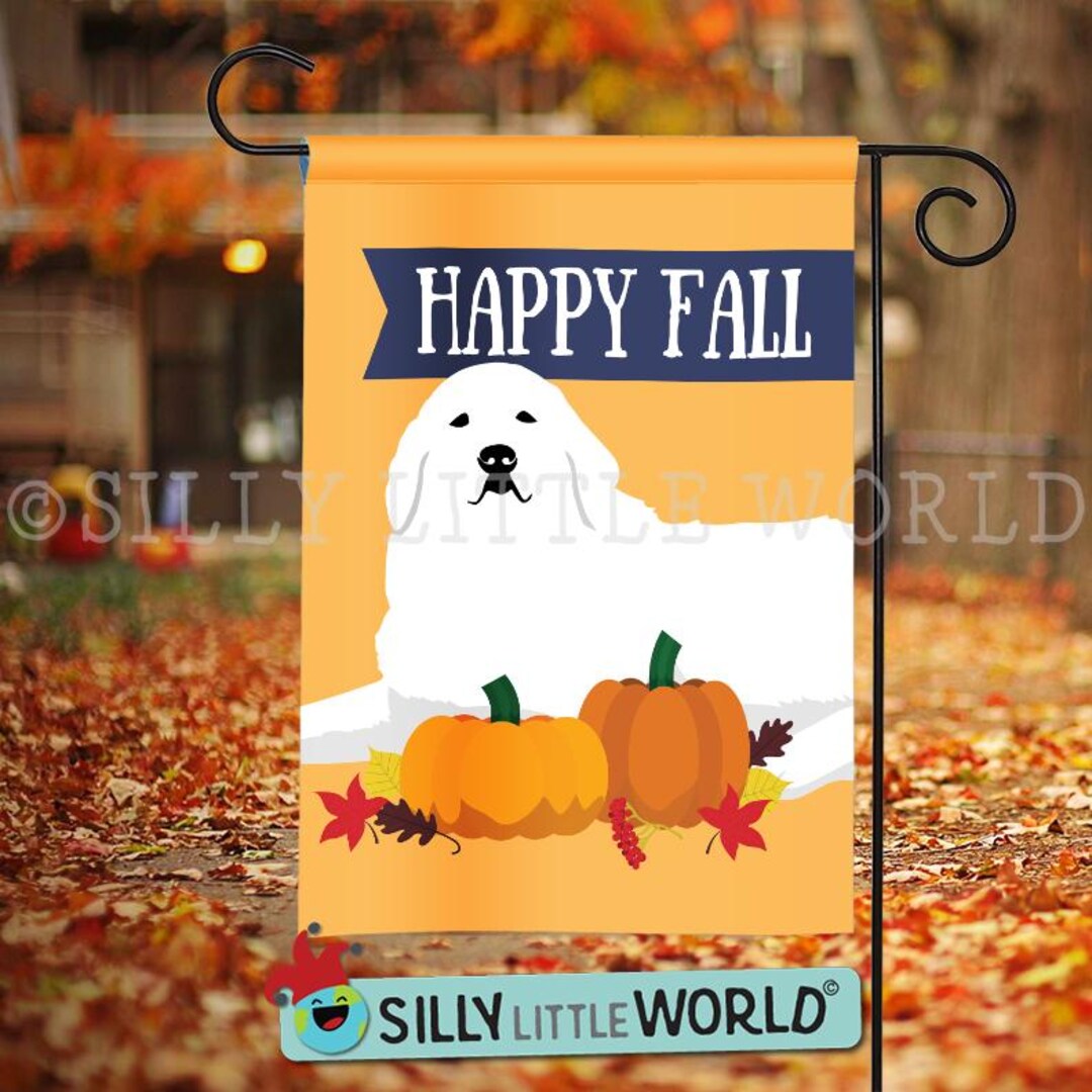 Great Pyrenees Flag, Happy Fall Porch Sign, Dog Garden Ornaments, Yard ...
