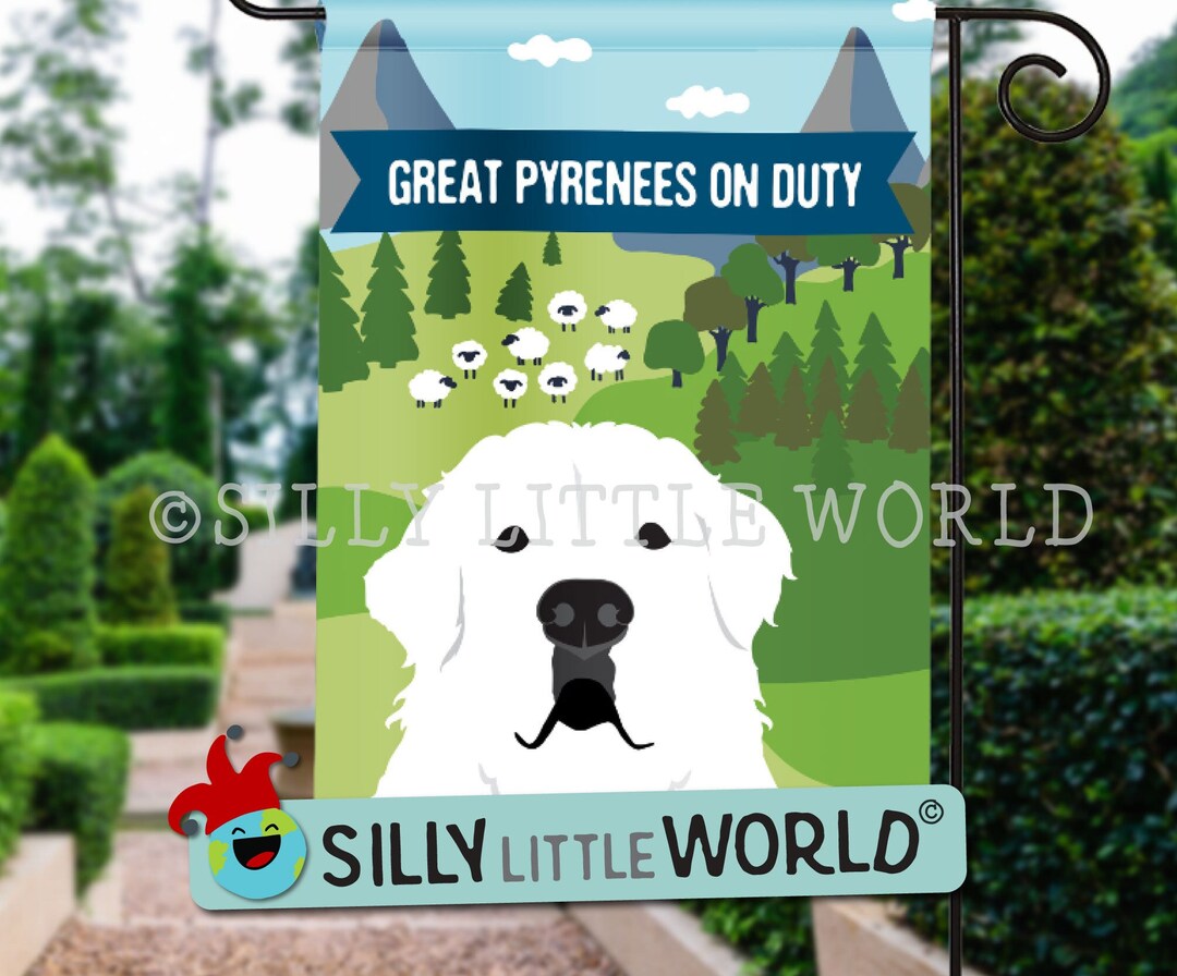 Great Pyrenees Flag, on Duty Dog Yard Flag, Dog Breed Garden Flag, Dog ...
