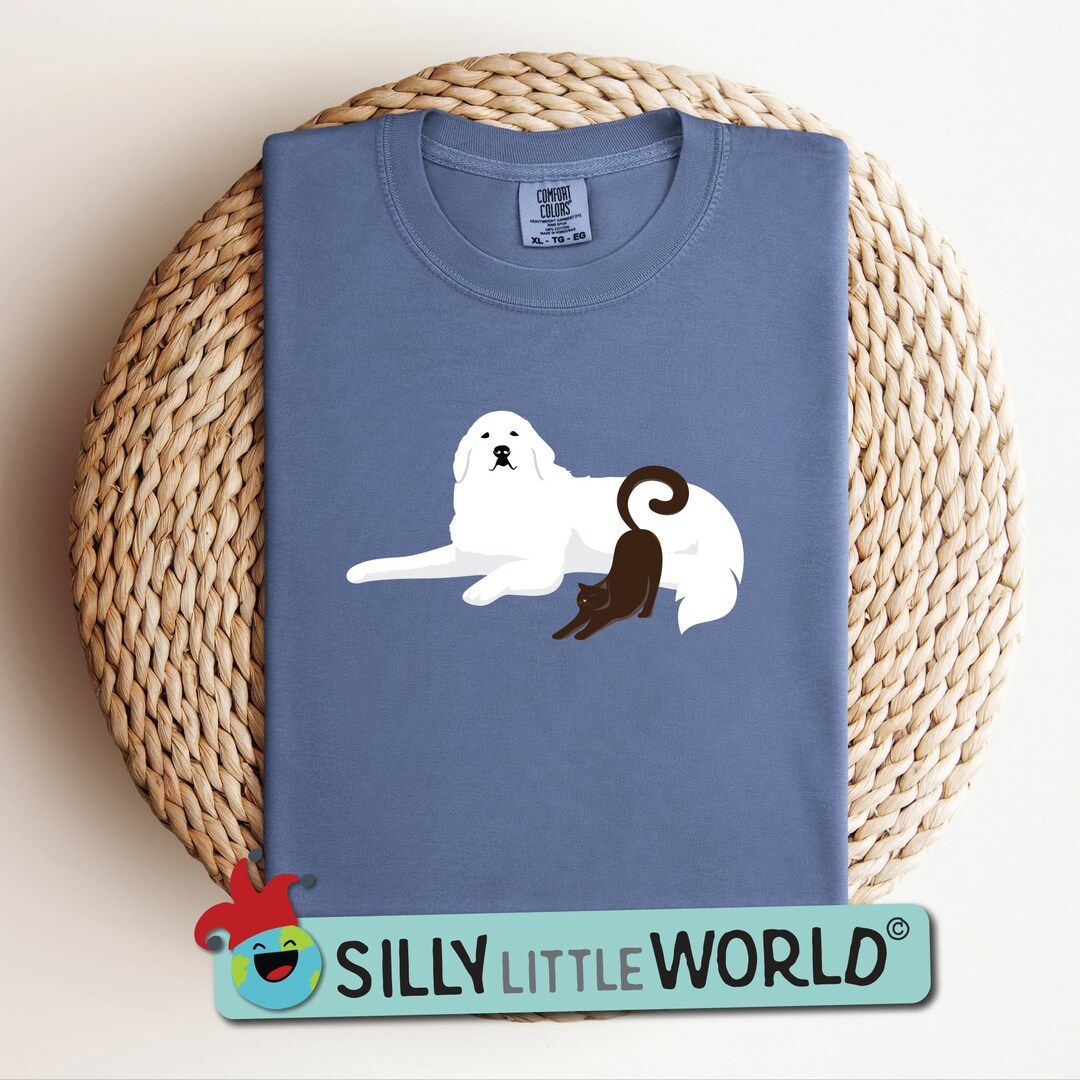 Great Pyrenees With Cute Black Cat Long Sleeve Tshirt, Best Friends Dog ...