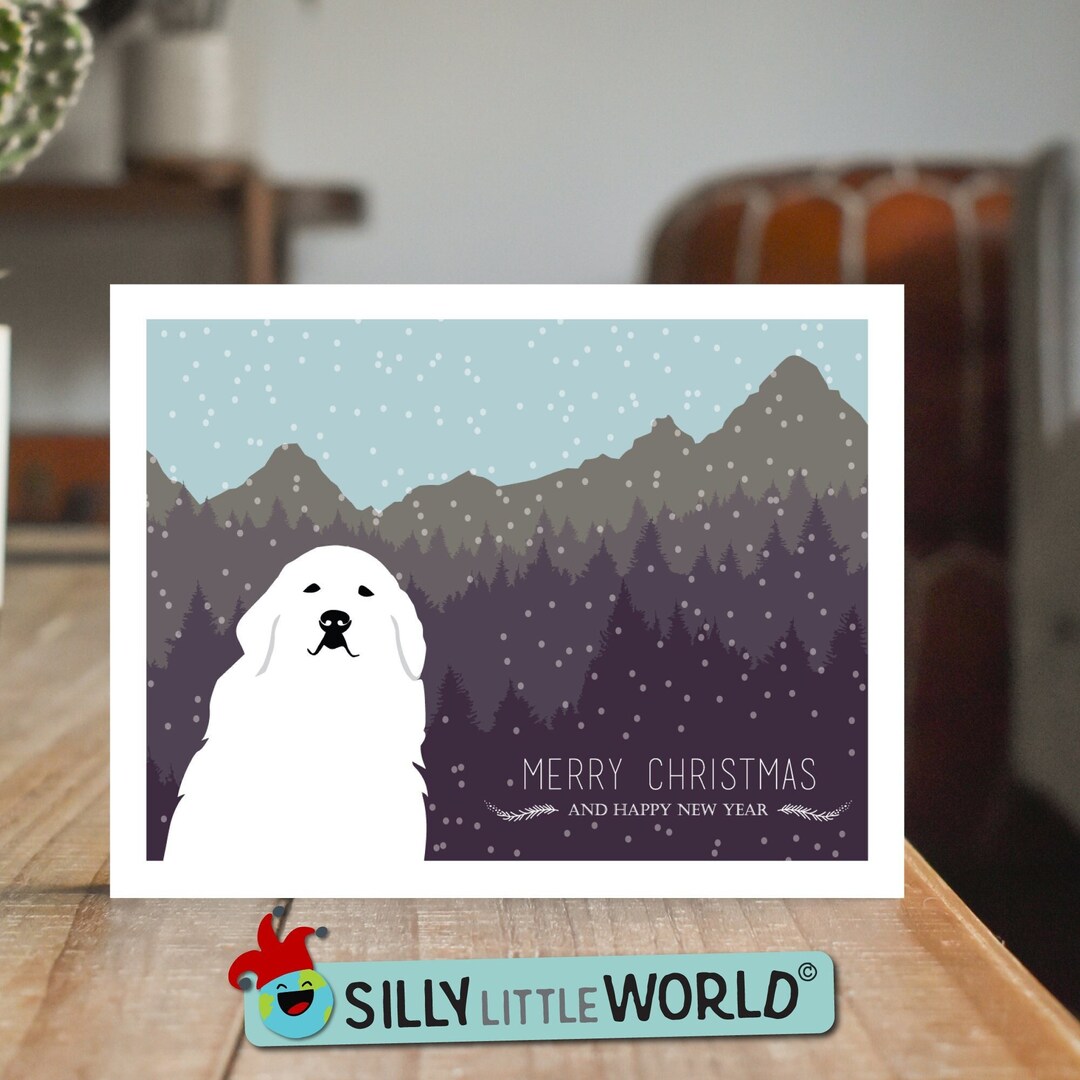 Vintage Great Pyrenees Christmas Card, Blank Notecard With Envelope ...
