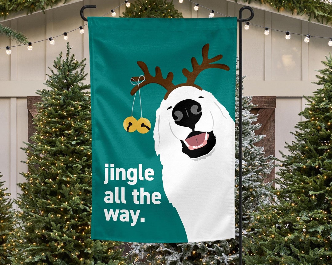 Great Pyrenees Flag, Jingle All the Way Dog Porch Decoration, Dog ...