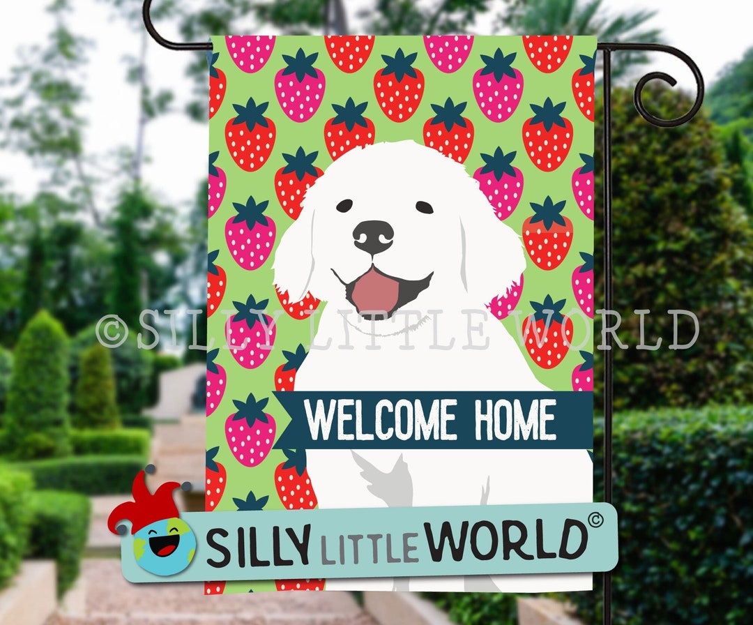 Strawberry Yard Sign, Great Pyrenees Flag, Dog Yard Flag, Dog Breed ...