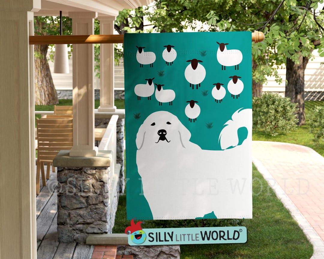 Great Pyrenees Yard Flag, Livestock Guardian With Sheep, Outdoor Garden ...