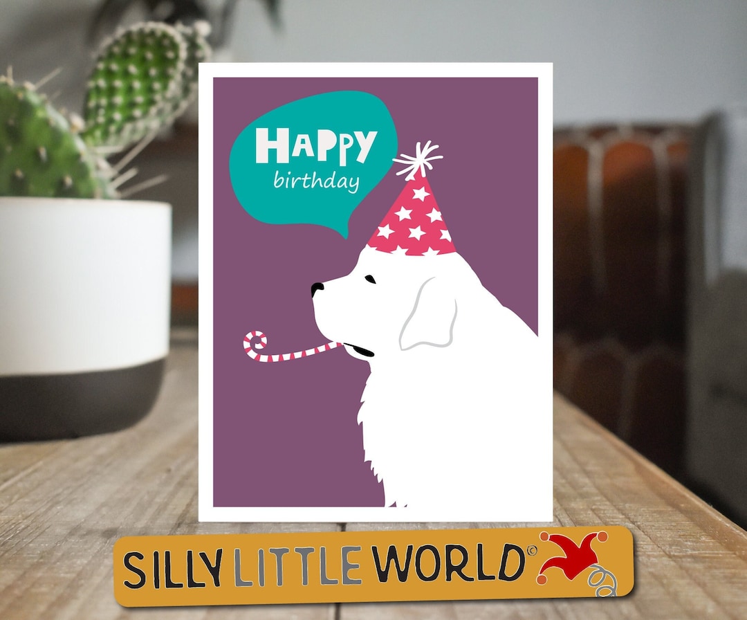 Funny Great Pyrenees "happy Birthday" Blank Greeting Card With Envelope ...