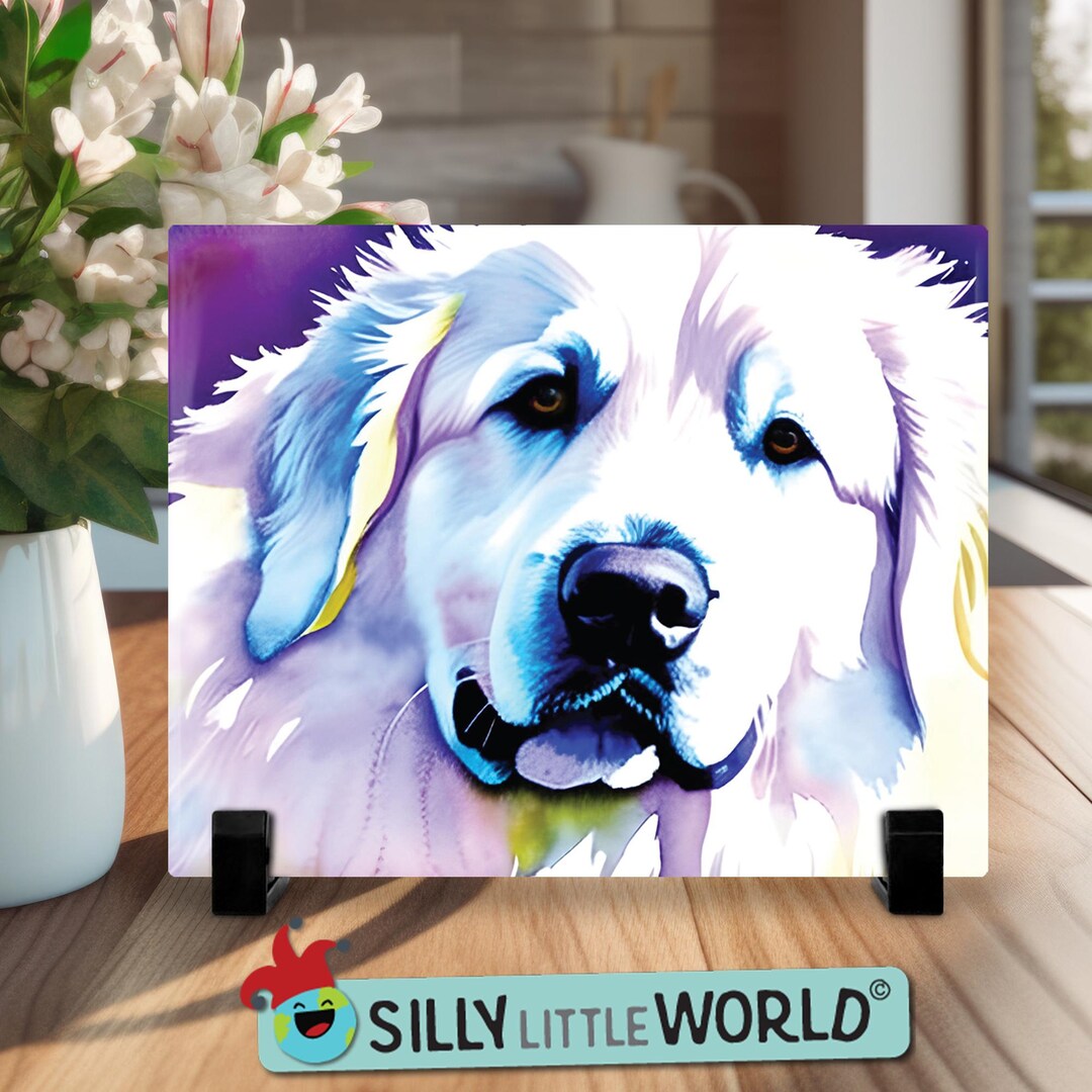 Great Pyrenees Ceramic Tile, Beautiful Purples Watercolor, Kitchen ...