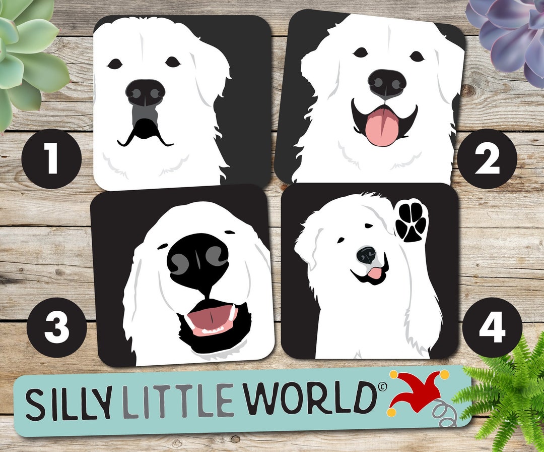 Great Pyrenees Coaster Set, Dog Lover Gift, Dog Mom, Dog Dad Gift, Dog ...
