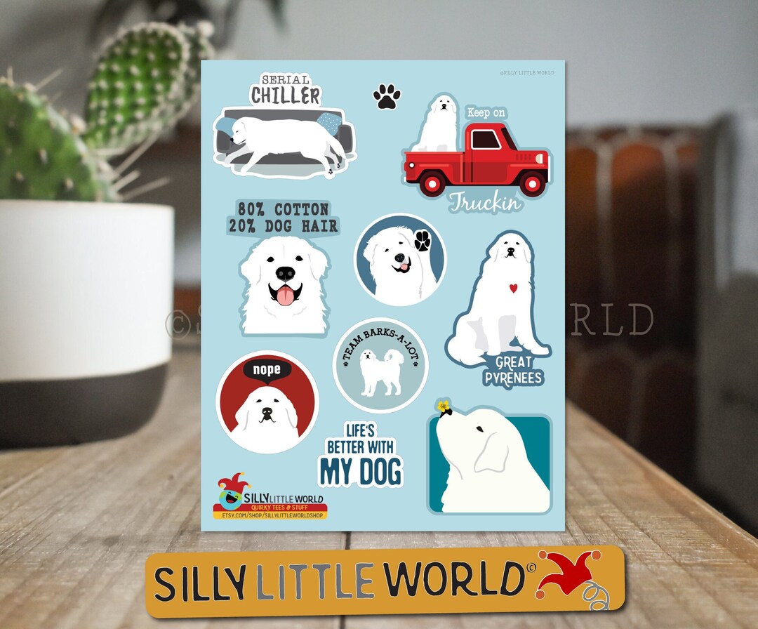 Great Pyrenees Sticker Set, Dog Sticker Sheet, Pyrenees Sticker Set ...