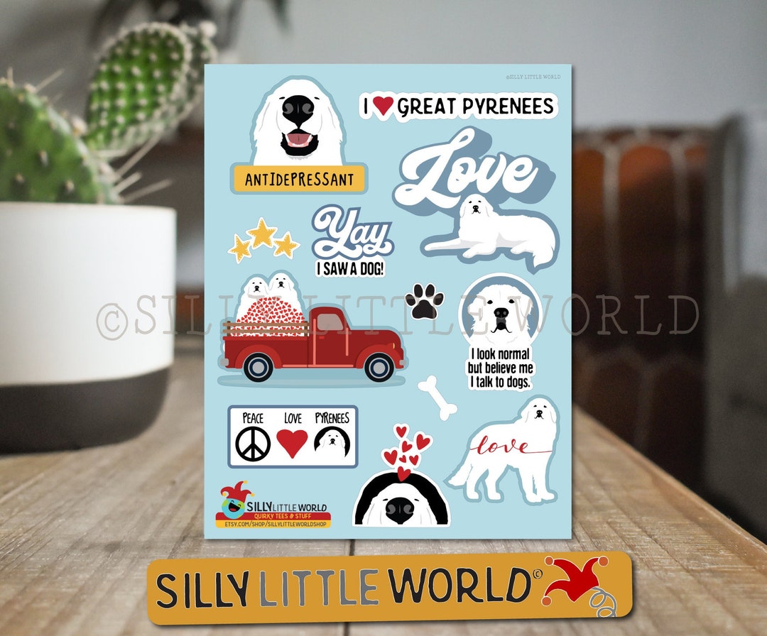 Great Pyrenees Sticker Set, Dog Sticker Sheet, Pyrenees Sticker Set ...