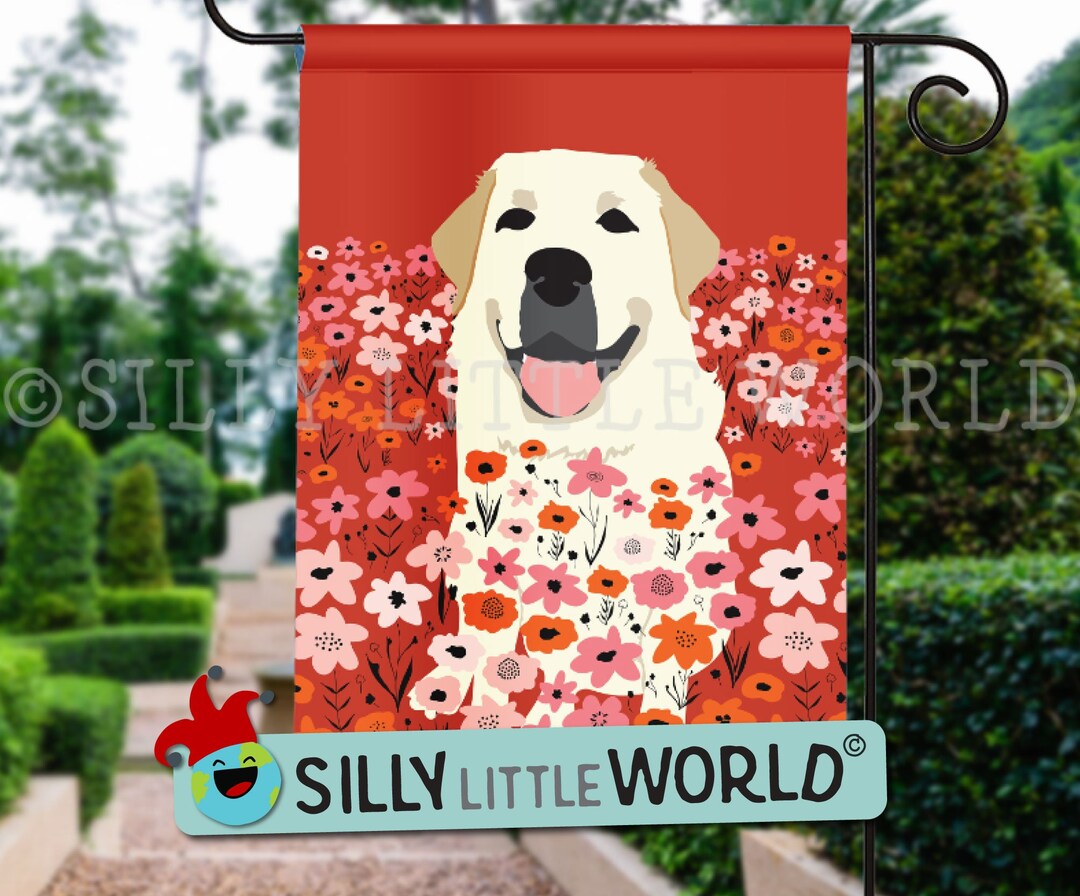 Spring Flower Yellow Lab Garden Flag, Funny Dog Yard Art Flag, Labrador ...