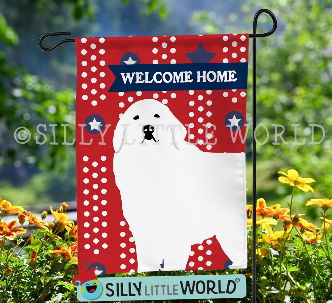 Great Pyrenees Flag, Patriotic Porch Sign, Dog Garden Ornaments, Red ...