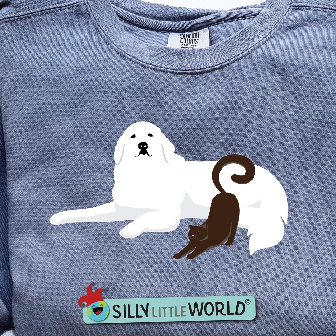 Great Pyrenees With Cute Black Cat Sweatshirt, Best Friends Dog Shirt ...