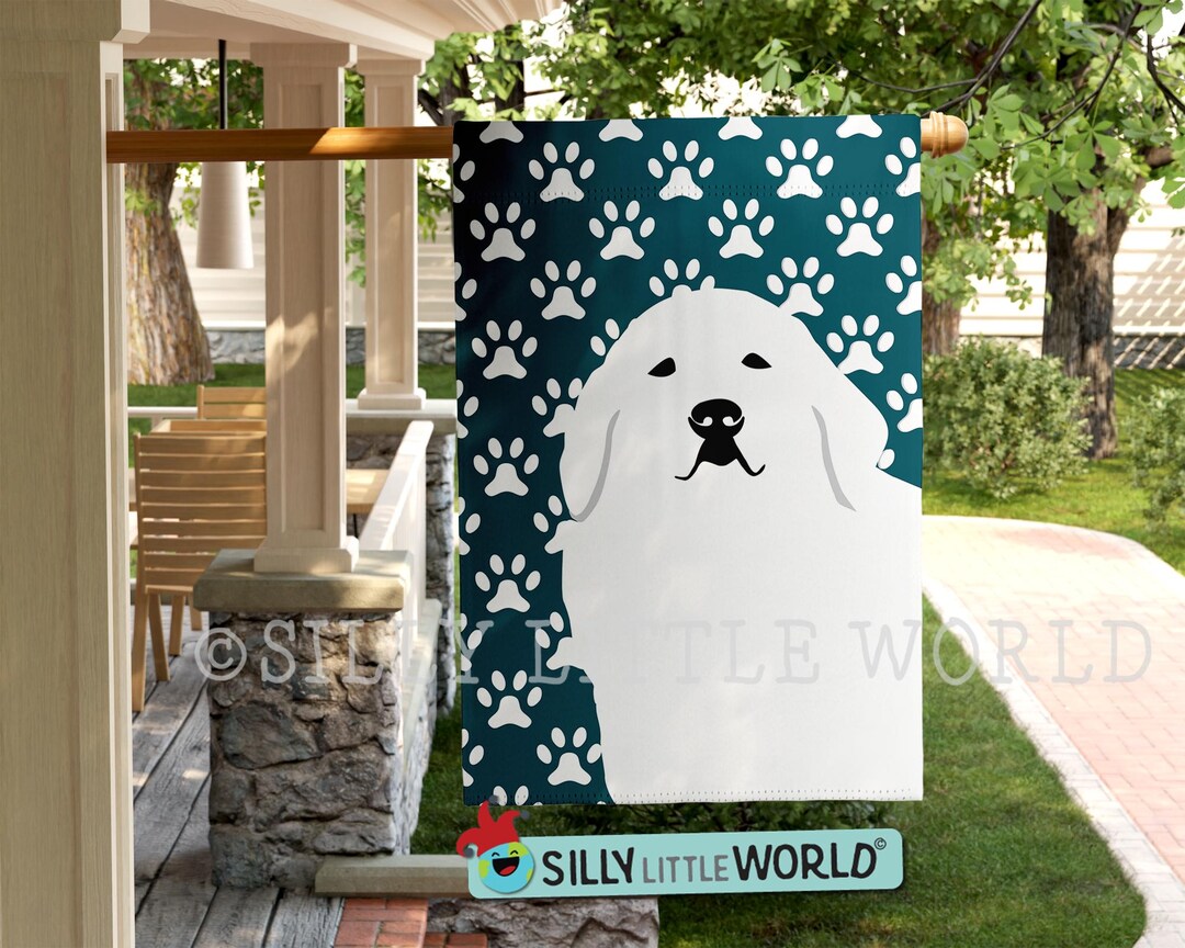 Great Pyrenees Flag, Paw Print Porch Sign, Dog Outdoor Yard Decoration ...