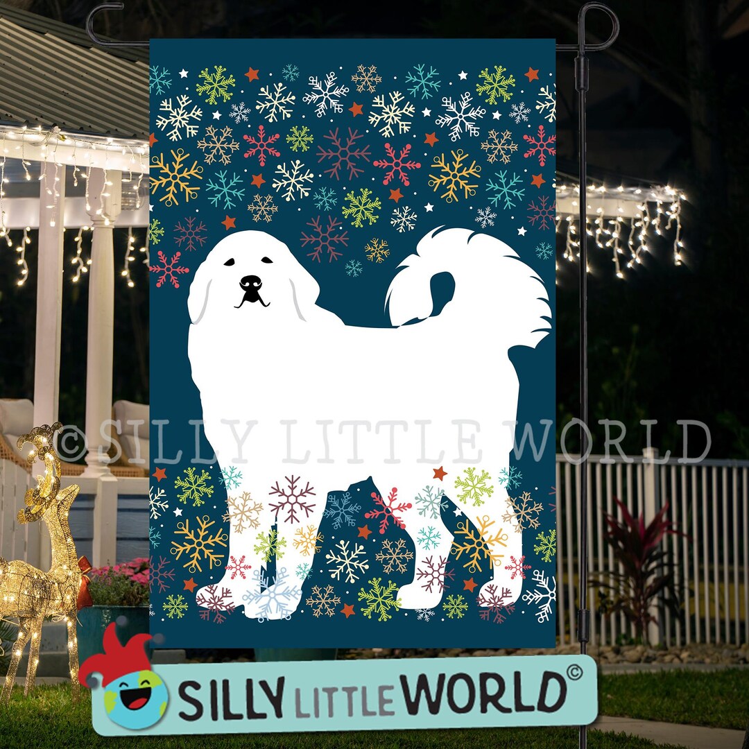 Great Pyrenees Flag, Colorful Snowflakes Garden Flag, Outdoor Holiday ...