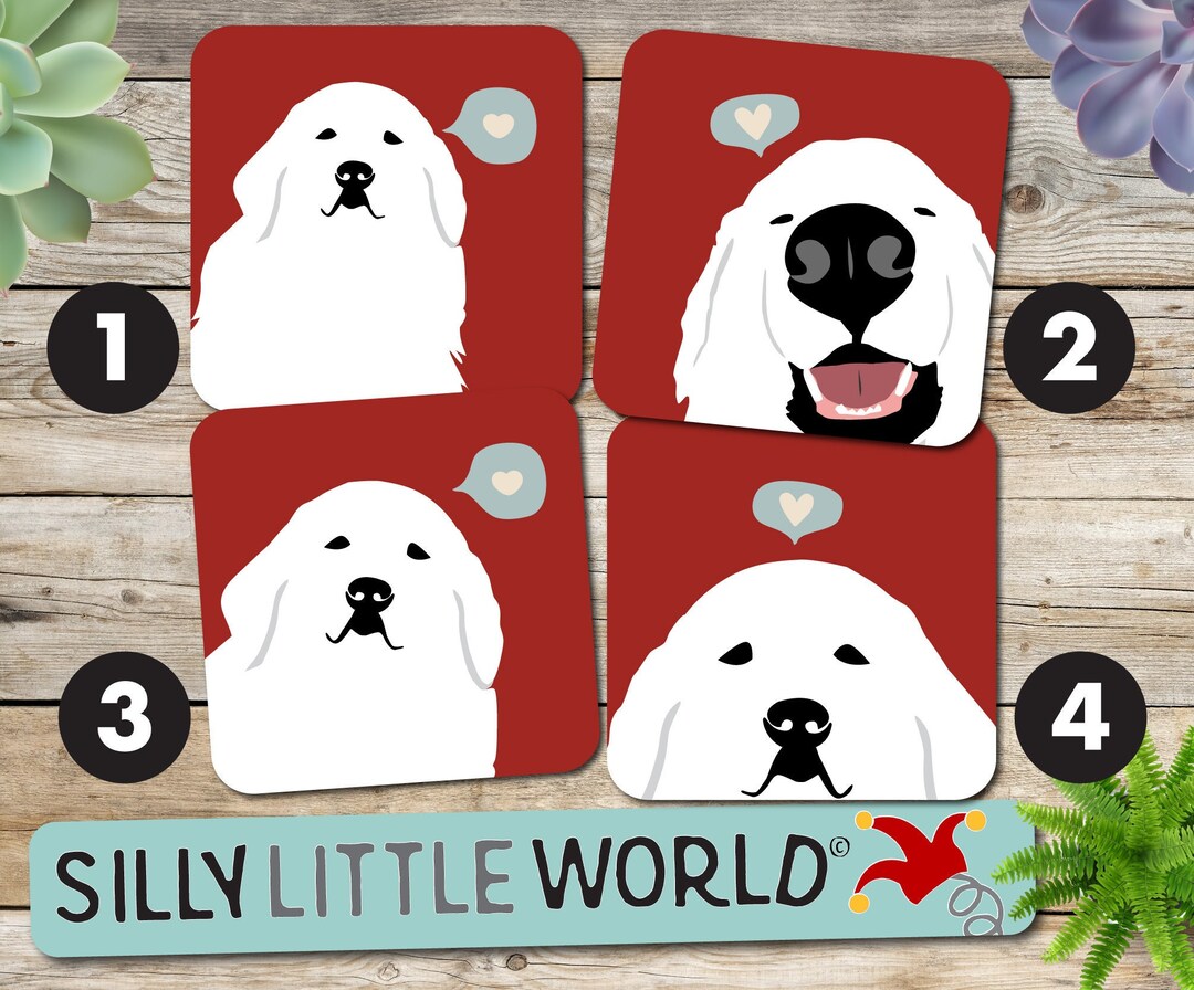 Great Pyrenees Coaster Set, Dog Lover Gift, Dog Mom, Dog Dad Gift, Dog ...