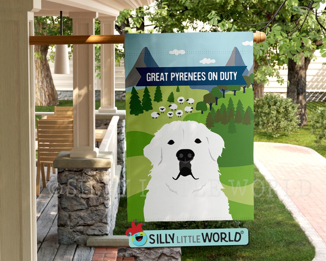 Great Pyrenees Yard Flag, 'on Duty', Funny Garden Decoration, Welcome ...