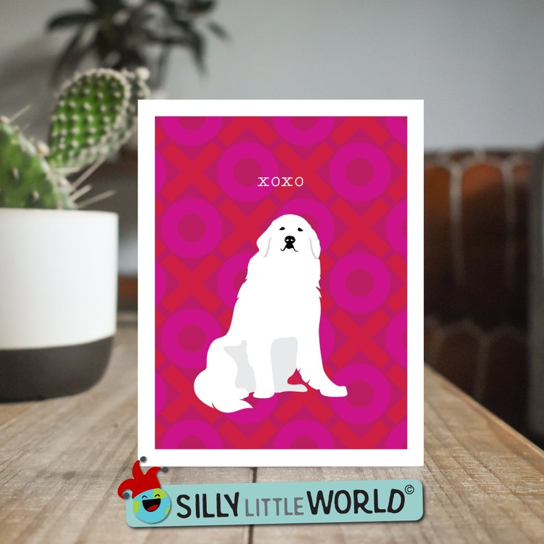 X's and O's Great Pyrenees Greeting Card, Blank Notecard With Envelope ...