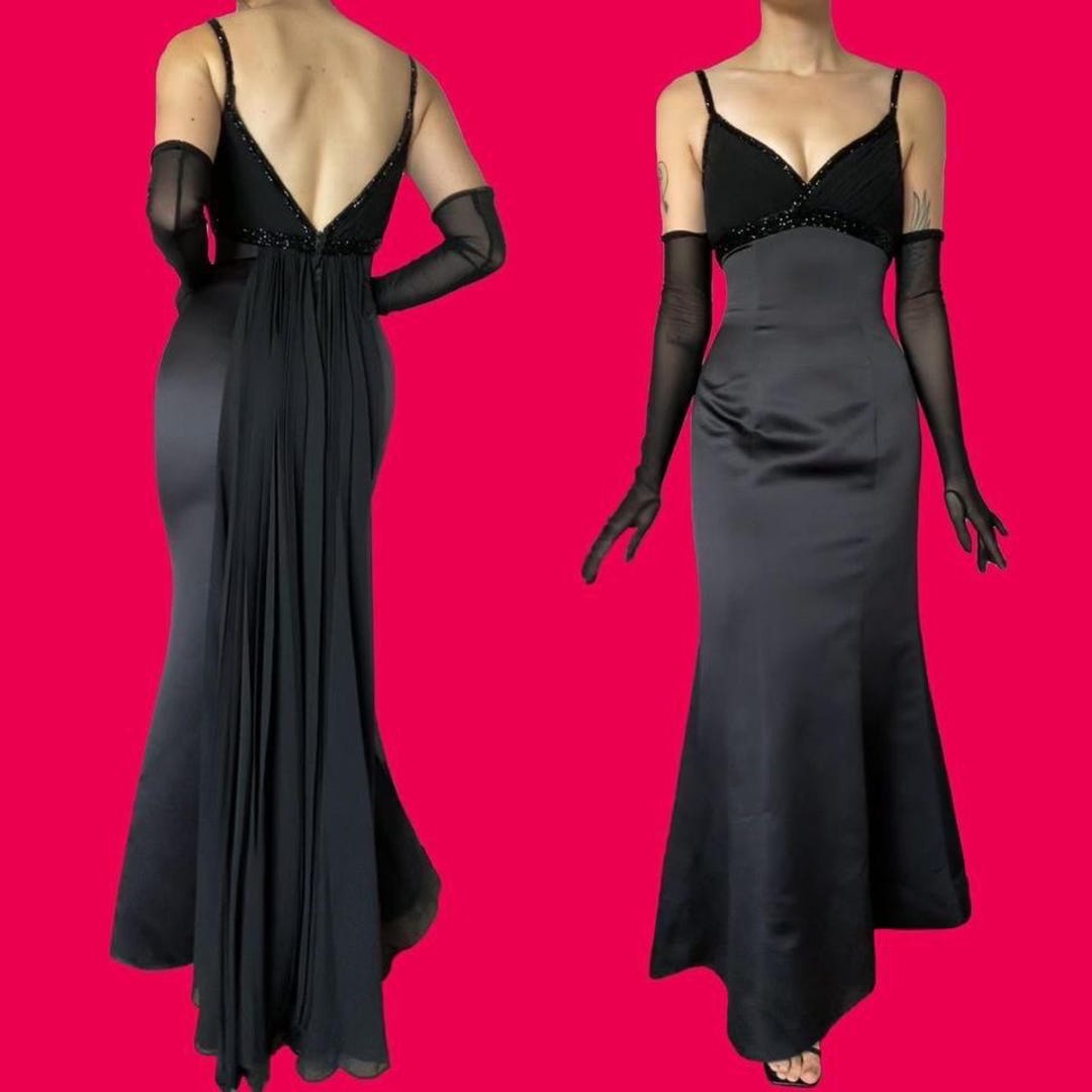 Black Fitted Vintage Niki Livas Evening Prom Dress Gown UK 8/small - Etsy
