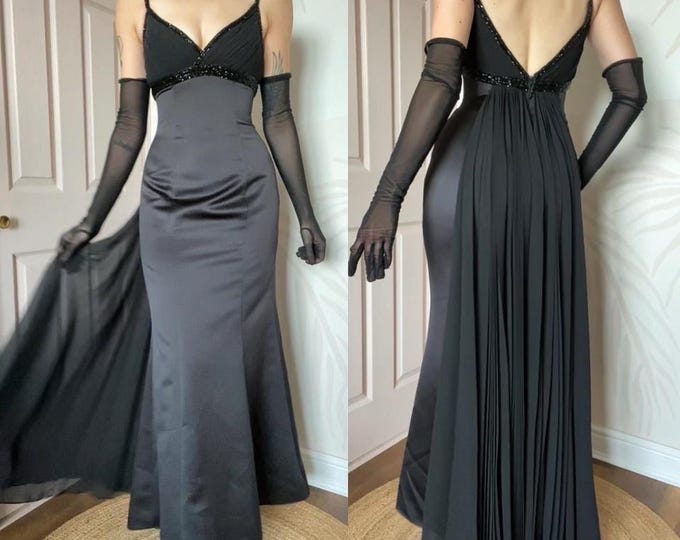 Black Fitted Vintage Niki Livas Evening Prom Dress Gown UK 8/small - Etsy