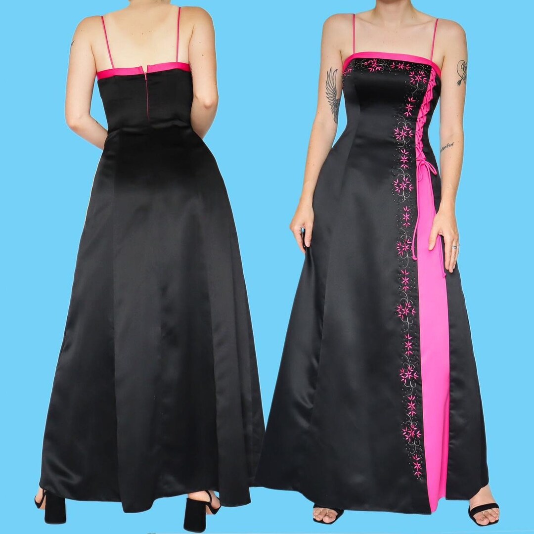 Beautiful a Line Black & Pink Evening Prom Dress UK 10 - Etsy