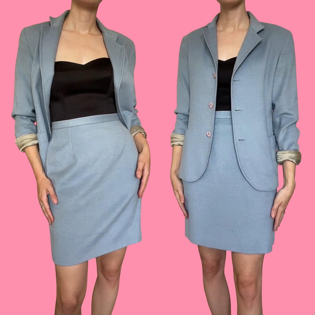 Stunning Dusky Blue Super Soft 2 Piece Suit UK 10 - Etsy