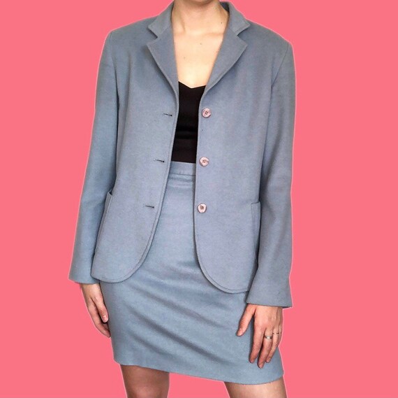 Stunning dusky blue super soft 2 piece suit UK 10 - Gem