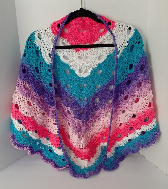 Multi Colored Crocheted Woman's Wrap Handmade Ladies | Etsy