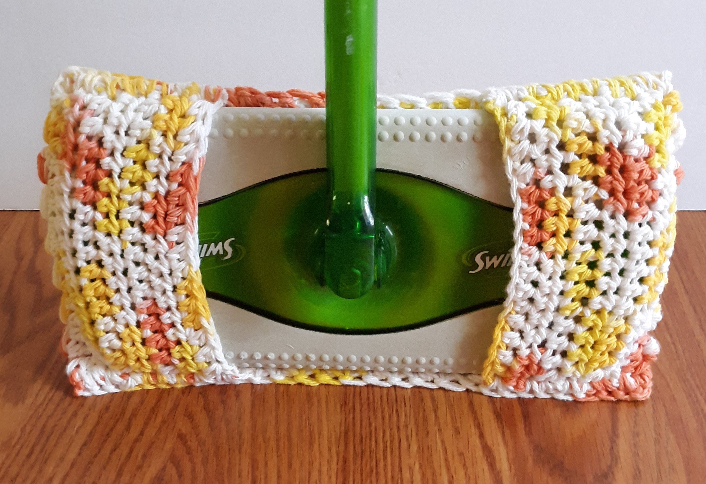 Crocheted Reusable Cover for the Swiffer Type Sweeper Washable Yellow ...