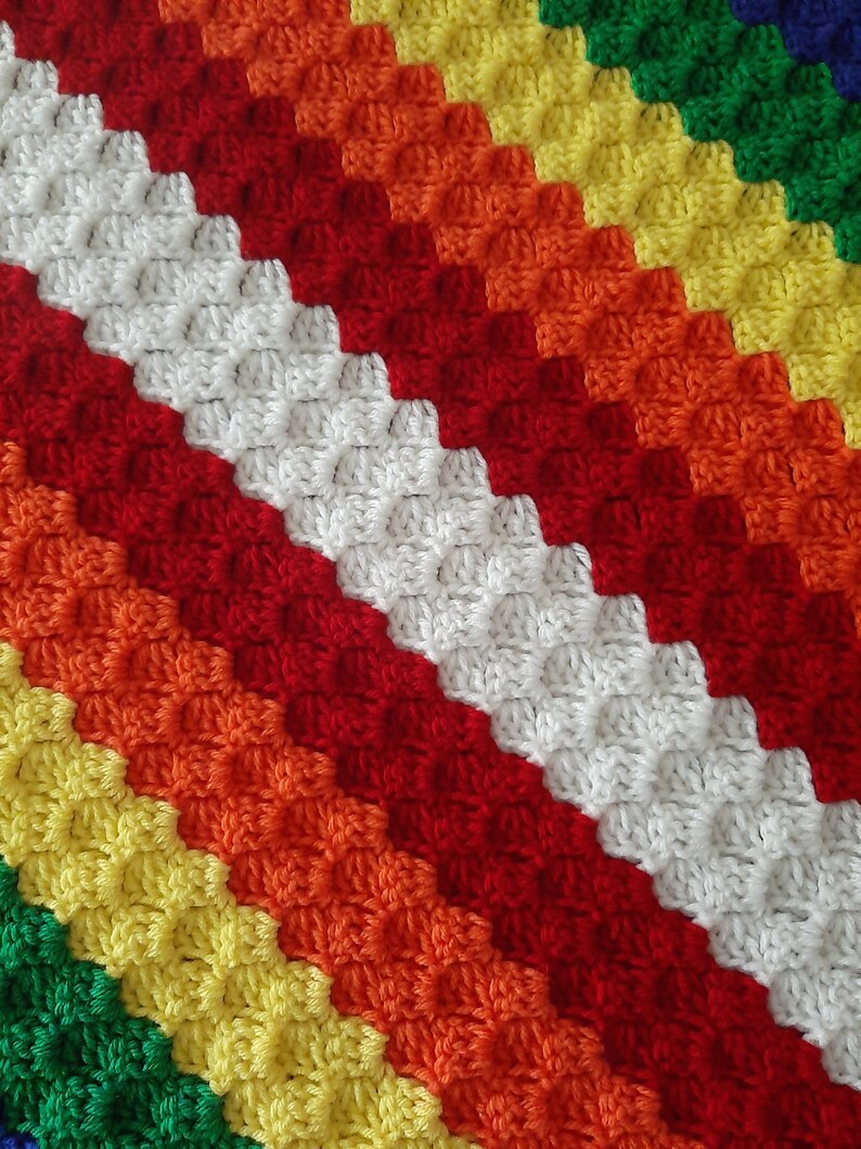 Rainbow Colors Crocheted Baby Blanket Colorful Addition for the Nursery ...