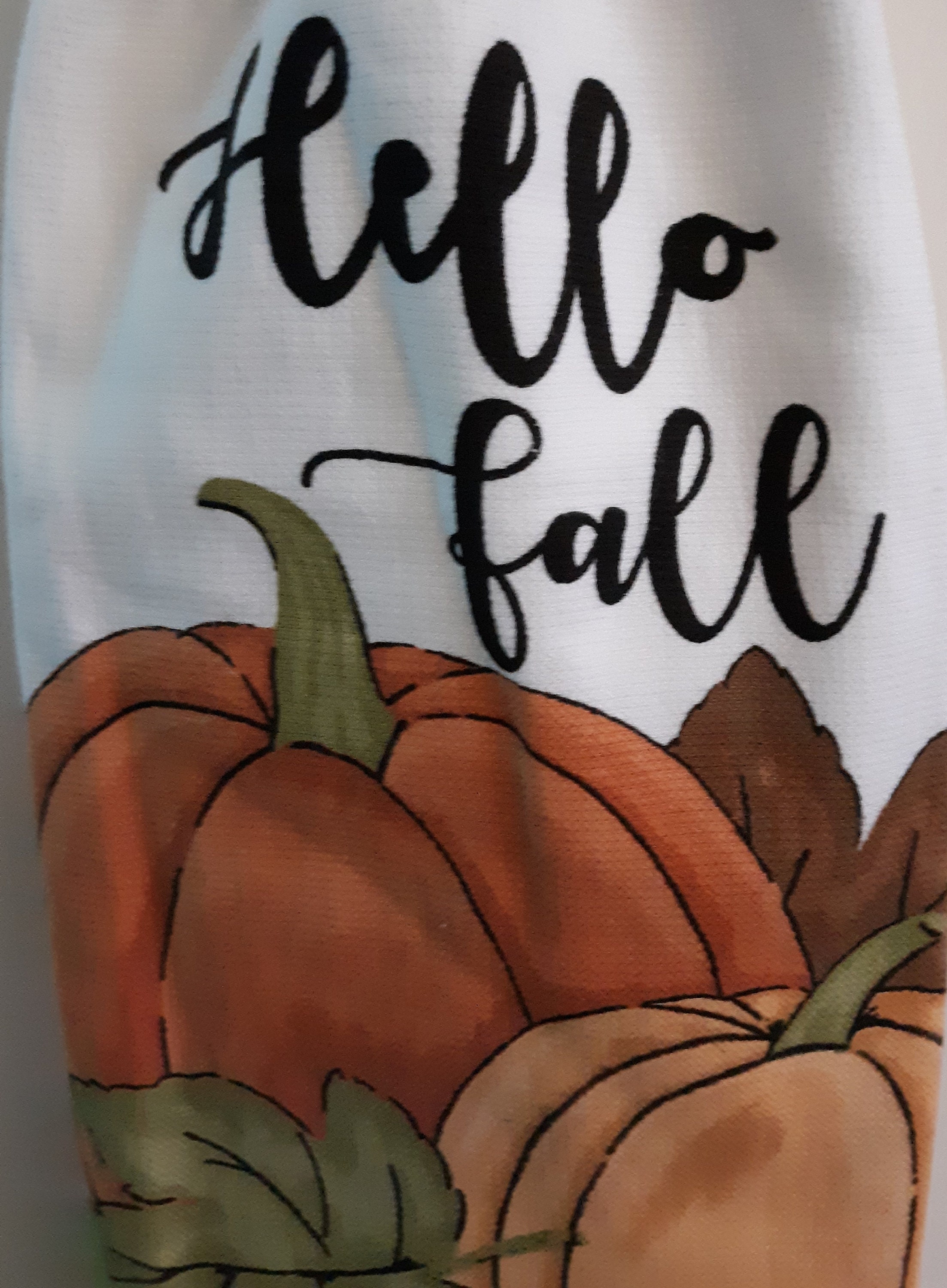 Kitchen Towel With Crocheted Top | Hanging Dish Towel | “hello Fall ...