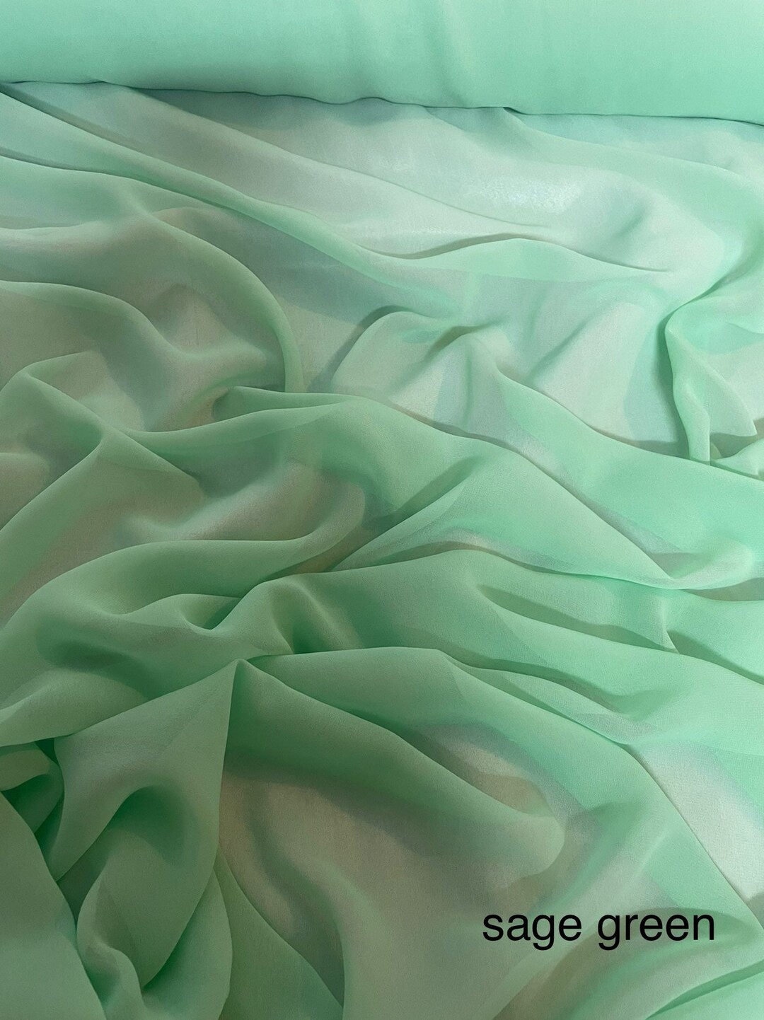 1 Meter Sage Green Supreme Chiffon Soft Dress Fabric Floaty Light ...