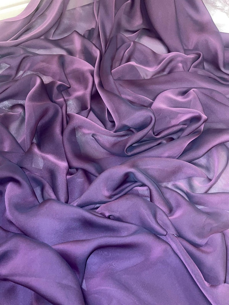 1 Meter Two Tone Dark Purple Soft Cationic Chiffon 100% Polyester ...